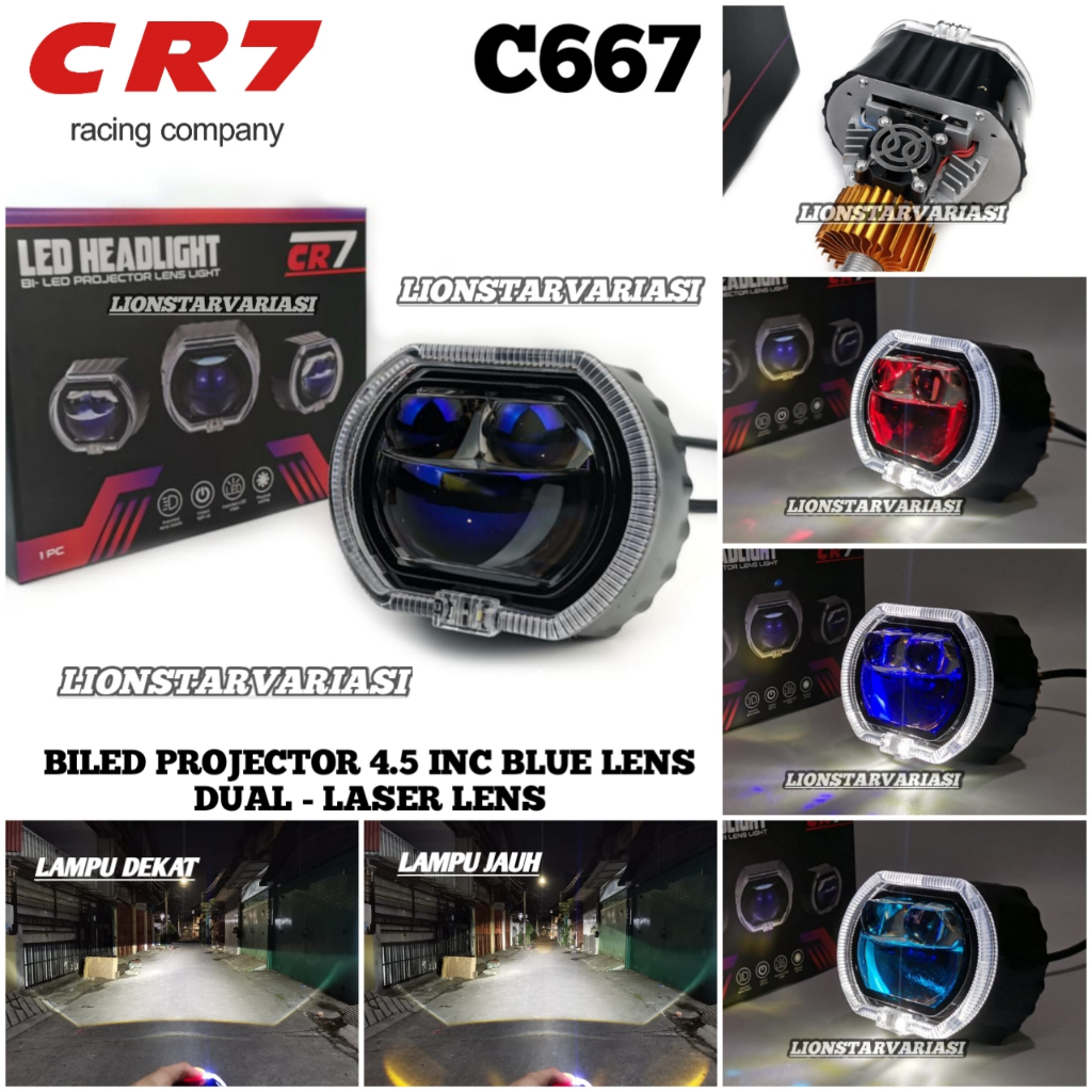 Jual CR7 C667 - Biled Projector 4.5 Inch Blue Lens Plus 2 Mata Laser ...