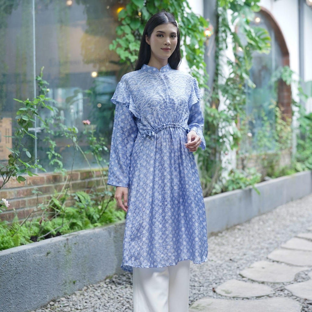 Jual BATIK TRUSMI Tunik panjang Lebaran Wanita Batik Mega Mendung ...