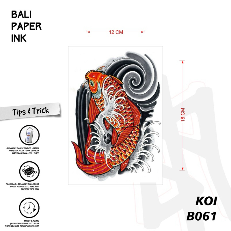Jual B061 Koi Halfarm Tato Temporer Basic Bali Paper Ink | Shopee Indonesia