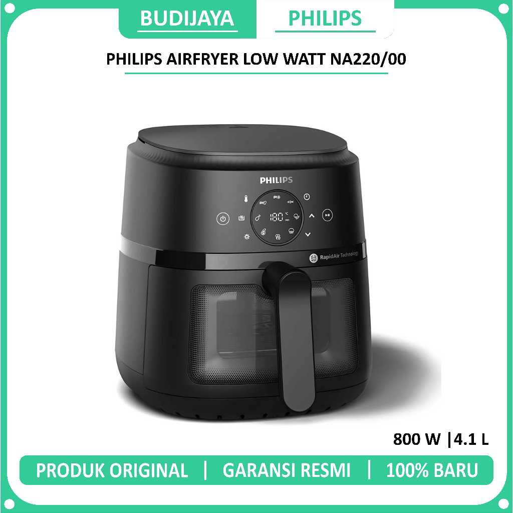Jual PHILIPS Airfryer Low Watt 800 W TRANSPARAN BEST CHOICE, 4.1 L. Hitam NA220/00 | Shopee ...