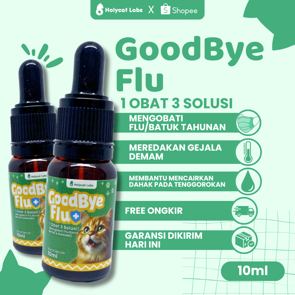Jual Holycatlabs Goodbye Flu 1 Obat 3 Solusi Mengobati Flu Berat, Batuk ...