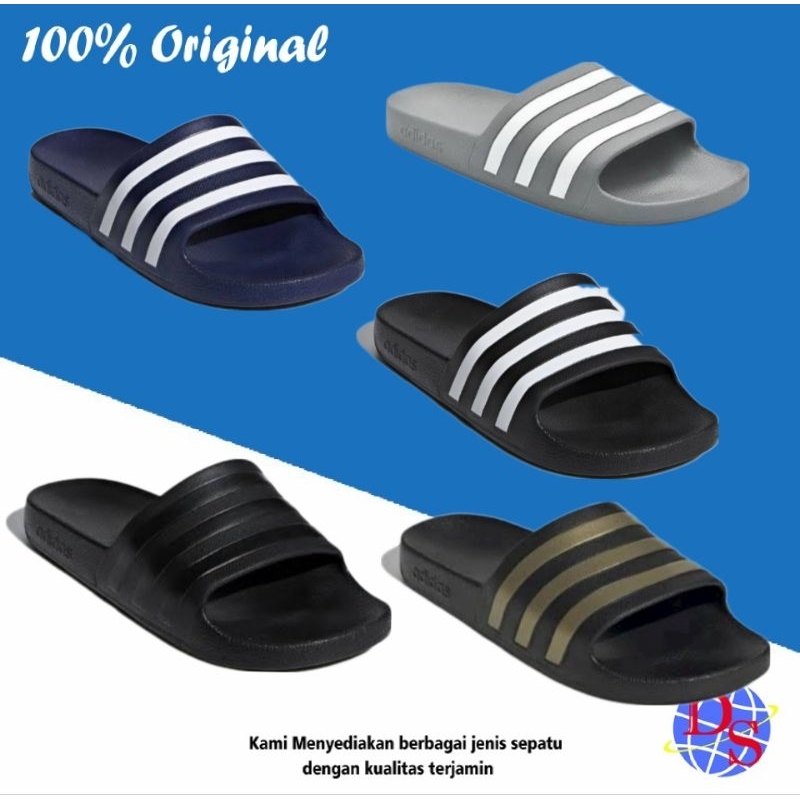 Jual ADIDAS/ADILETTE AQUA/BLACK WHITE/NAVY/SANDAL SLIDE/SANDAL SLIDE ...