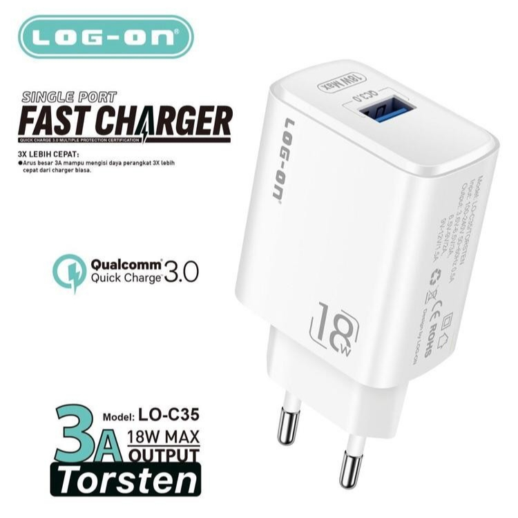 Jual LOG ON Torsten 18W Fast Charging 3A | Shopee Indonesia