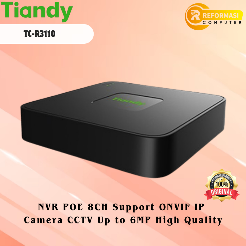 Jual Tiandy NVR POE 8CH TIANDY TC-R3110 Support ONVIF IP Camera CCTV Up to 6MP High Quality ...