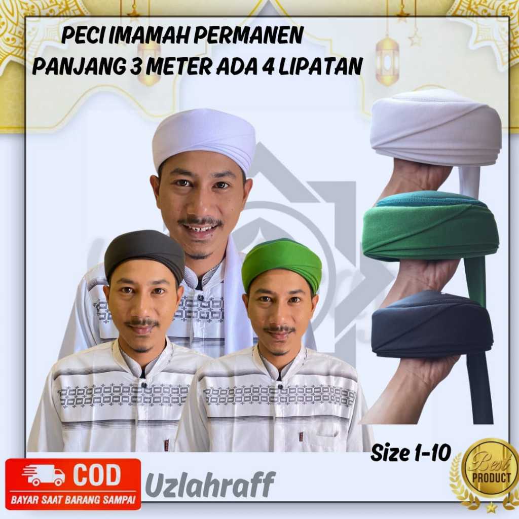 Jual Peci Imamah Permanen Buntut 4 Tingkat Instan Langsung Pakai ...