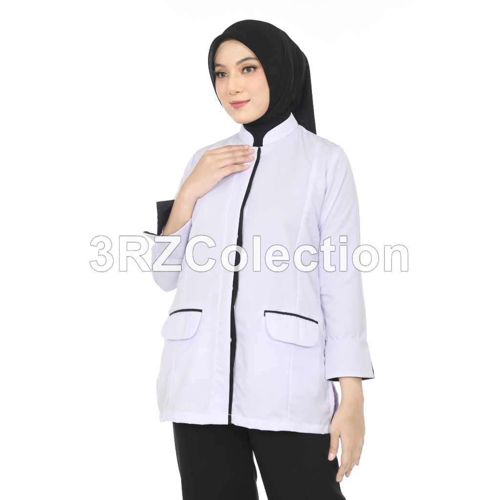 Jual BAJU DINAS PUTIH LIST HITAM LEMBUT ATASAN PUTIH WANITA BAJU ...