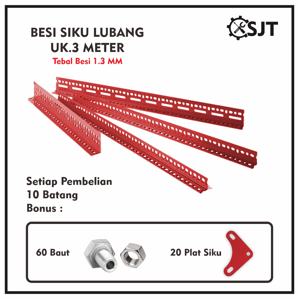 Jual SJT- [Isi 10 Pcs] Besi Siku Lubang 3 meter / siku rak barang tebal ...