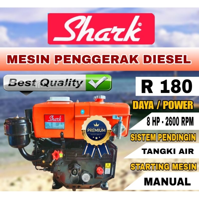 Jual Mesin Penggerak Diesel Serbaguna Solar Engkol R180 R 180 SHARK JIANGFA 8 HP 2600 RPM ...