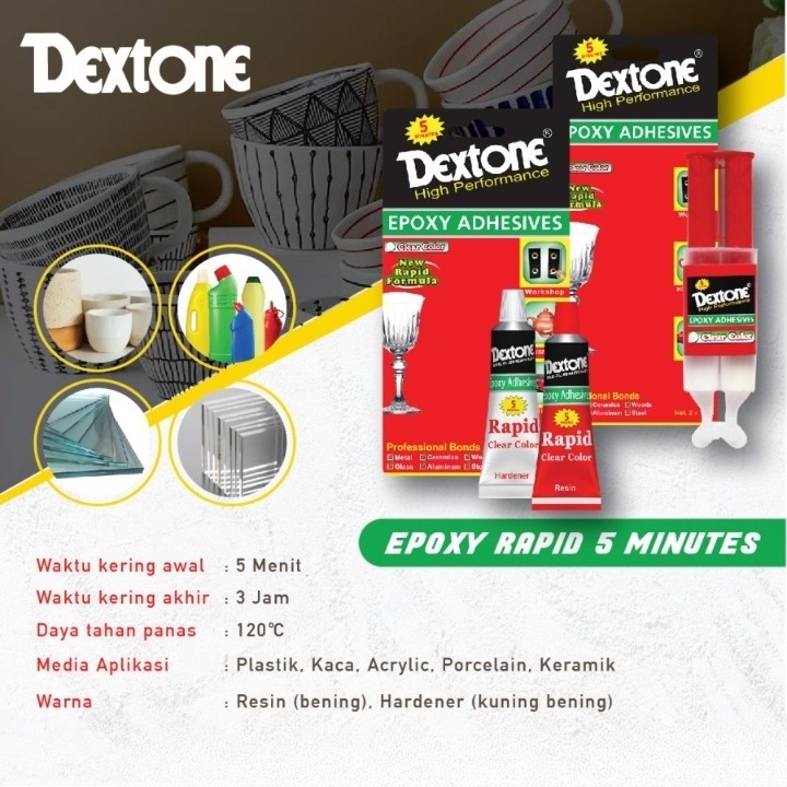 Jual LEM DEXTONE RAPID PLASTIC DAN STEEL 5 MINUTE / LEM EPOXY ADHESIVES ...