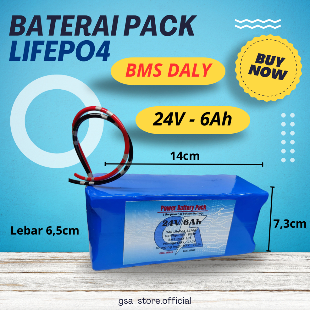 Jual Baterai Pack DC 24V 6Ah BMS DALY (bergaransi) | Shopee Indonesia