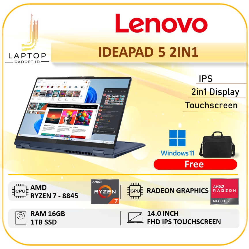 Jual Laptop Lenovo Ideapad 5 2in1 14 Ryzen 7 8845 16GB 1TB SSD Win 11 14.0FHD Ips Touch | Shopee ...