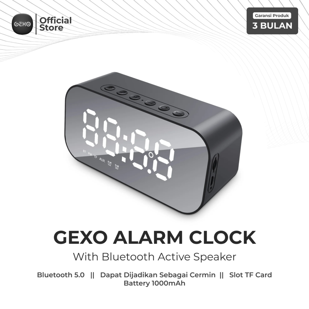 Jual Gexo Jam Alarm Clock with Bluetooth Active Speaker TF AUX FM - G50 ...