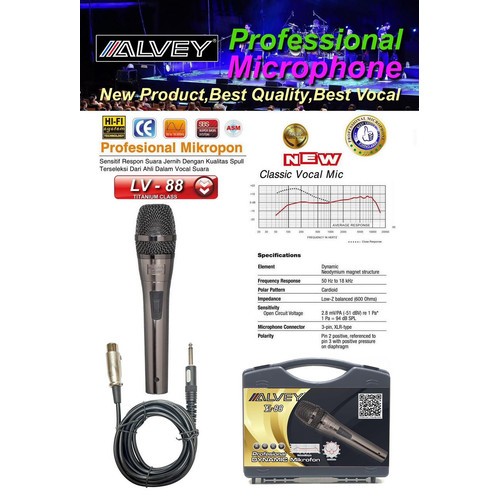 Jual Mikropon Kabel ALVEY LV-22 Mic Profesional Mic Kabel Mik Vokal Bahan Body Besi - MIK KABEL ...
