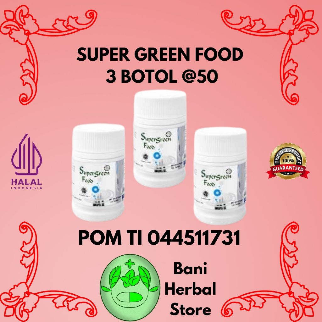 Jual Super Green Food 50 tablet Suplemen Spirulina Chlorella Obat Asam Lambung Gerd Maag Produk ...
