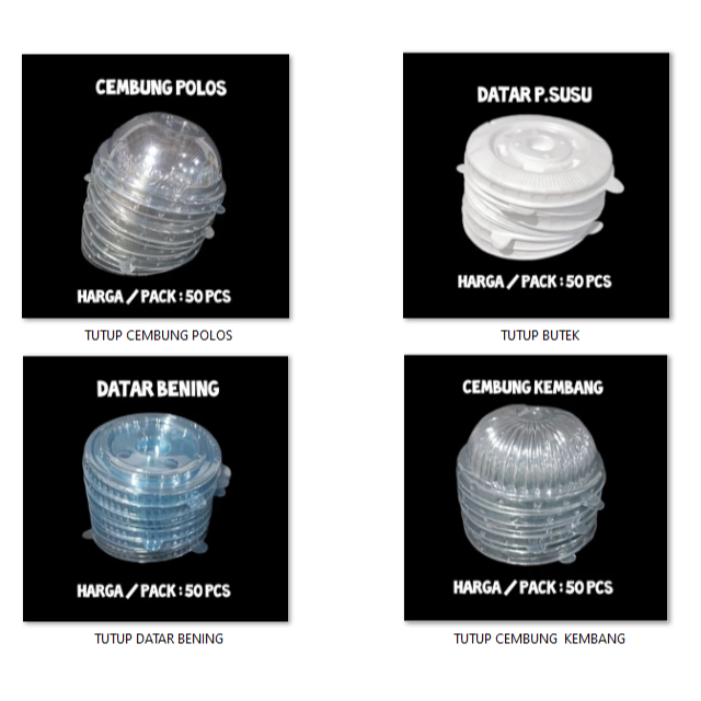 Jual Tutup Gelas Datar oz Isi 50pcs / Dome Lid Tutup Gelas Cup Cembung ...