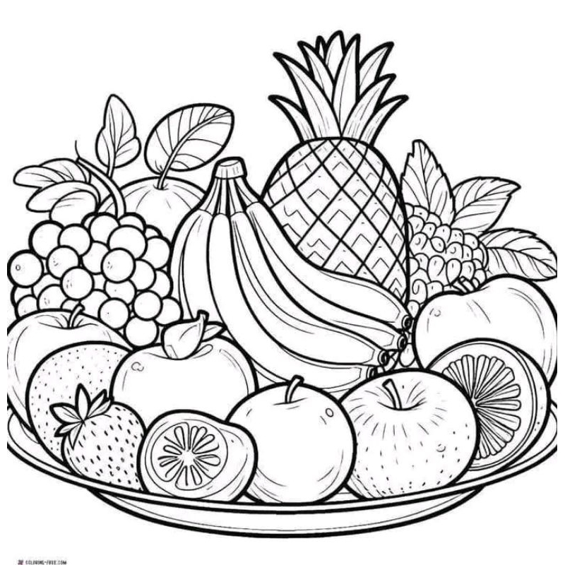 Jual Gambar mewarnai Sketsa Buah Buahan, (Random) isi 30 lembar ...