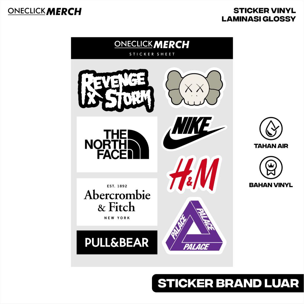 Jual Sticker Pack BRAND CLOTHING LUAR NEGERI Bahan Vinyl Untuk Hp ...