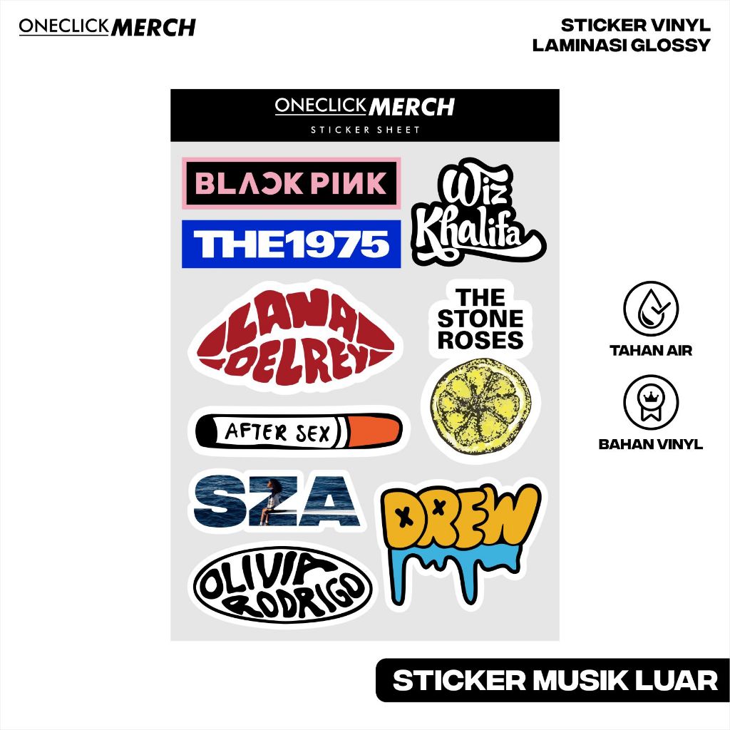Jual Sticker Pack BAND MUSIK PENYANYI LUAR NEGERI KPOP Bahan Vinyl ...