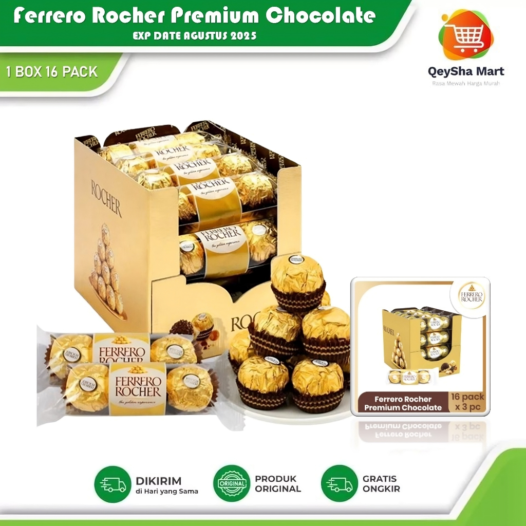 Jual Ferrero Rocher Premium Chocolate Isi 3 (Per Pack) 1 Box (16 Pack ...