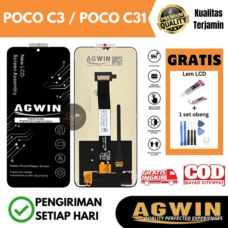 Jual LCD TOUCHSCREEN POCO C3 / C31 ORIGINAL AGWIN (GRATIS OBENG + LEM ...