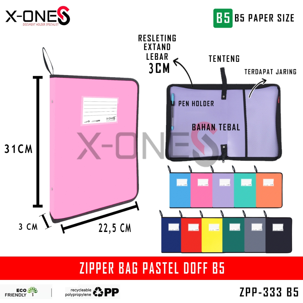 Jual X-ONE - ZIPPER BAG PASTEL DOFF B5 MAP SELETING MAP JALA JARING ...
