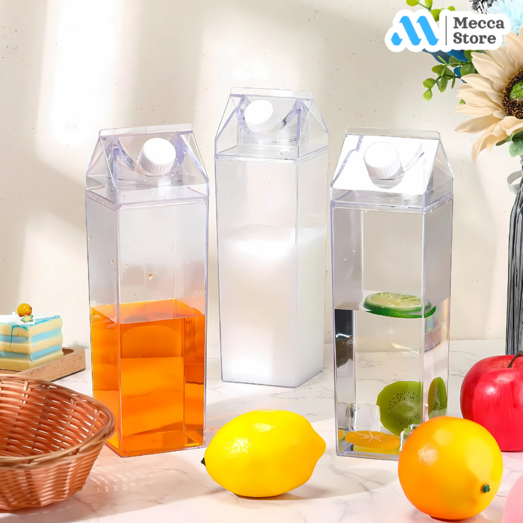 Jual Botol Minum Clear Glass Water Bottle Milk Box Container 1L ...