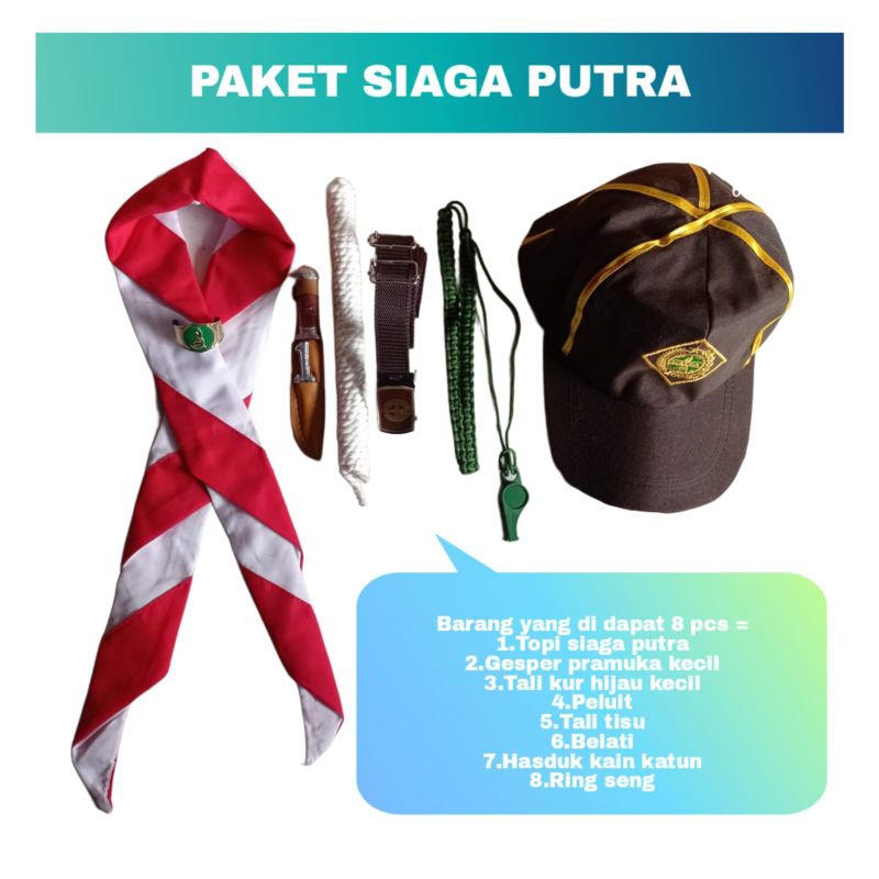 Jual PAKET ATRIBUT PRAMUKA SD SIAGA P U T R A lengkap 8 barang (topi ...