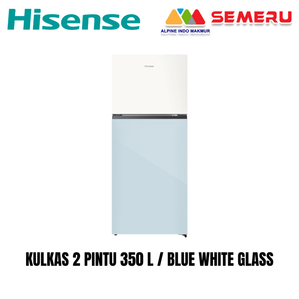 Jual HISENSE KULKAS 2 PINTU 350 L / BLUE WHITE GLASS RT-469N4IWPBU ...