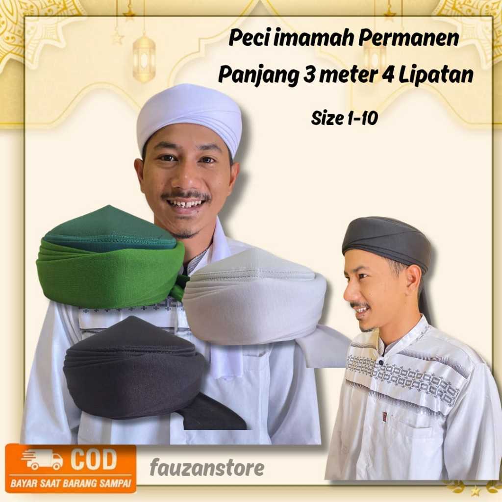 Jual Peci Imamah Instan Sorban Permanen 4 Lipatan Panjang 3 Meter Bisa ...