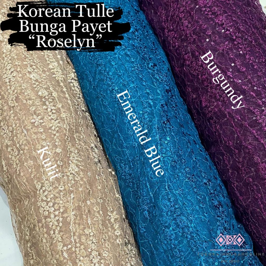 Jual Kain Tille Brokat Kebaya Motif Roselyn NEW 2025 Bordir Payet ...