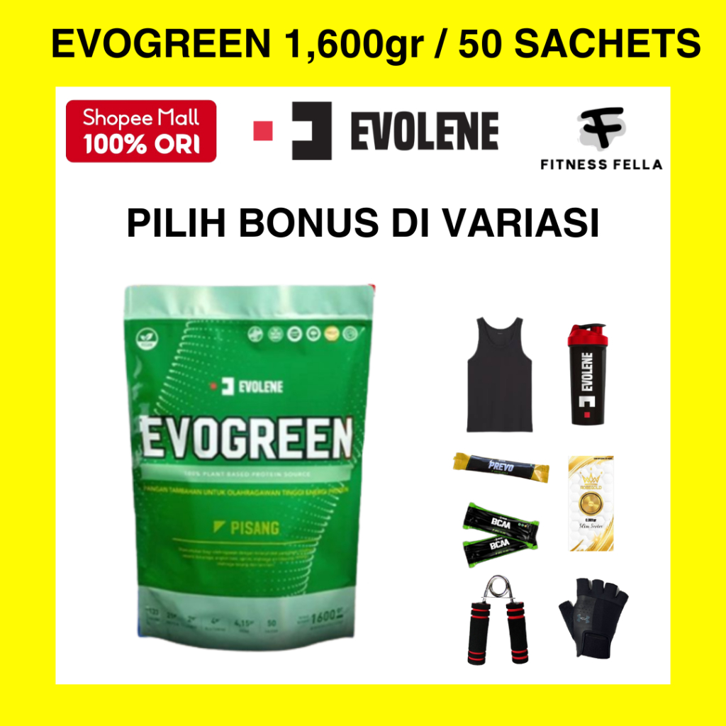 Jual Evolene Evogreen 50 Sachets Suplemen Fitness Vegan Whey Protein ...