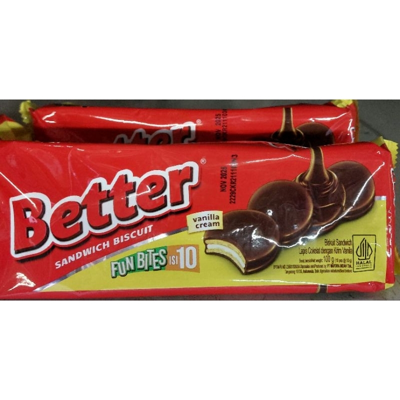 Jual Better Sandwich Biskuit Vanilla Pack 100gr | Shopee Indonesia