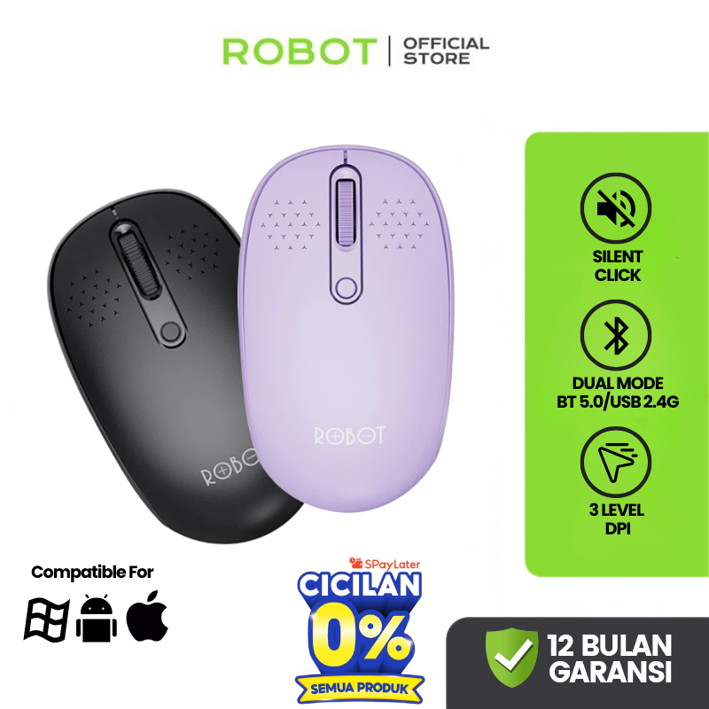 Jual ROBOT Mouse Wireless Tanpa Kabel Mode Bluetooth Silent Click USB 2 ...