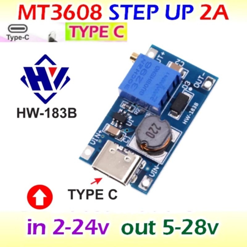 Jual DC Step Up 2A Type C Boost Converter Mini 28V Booster Module ...