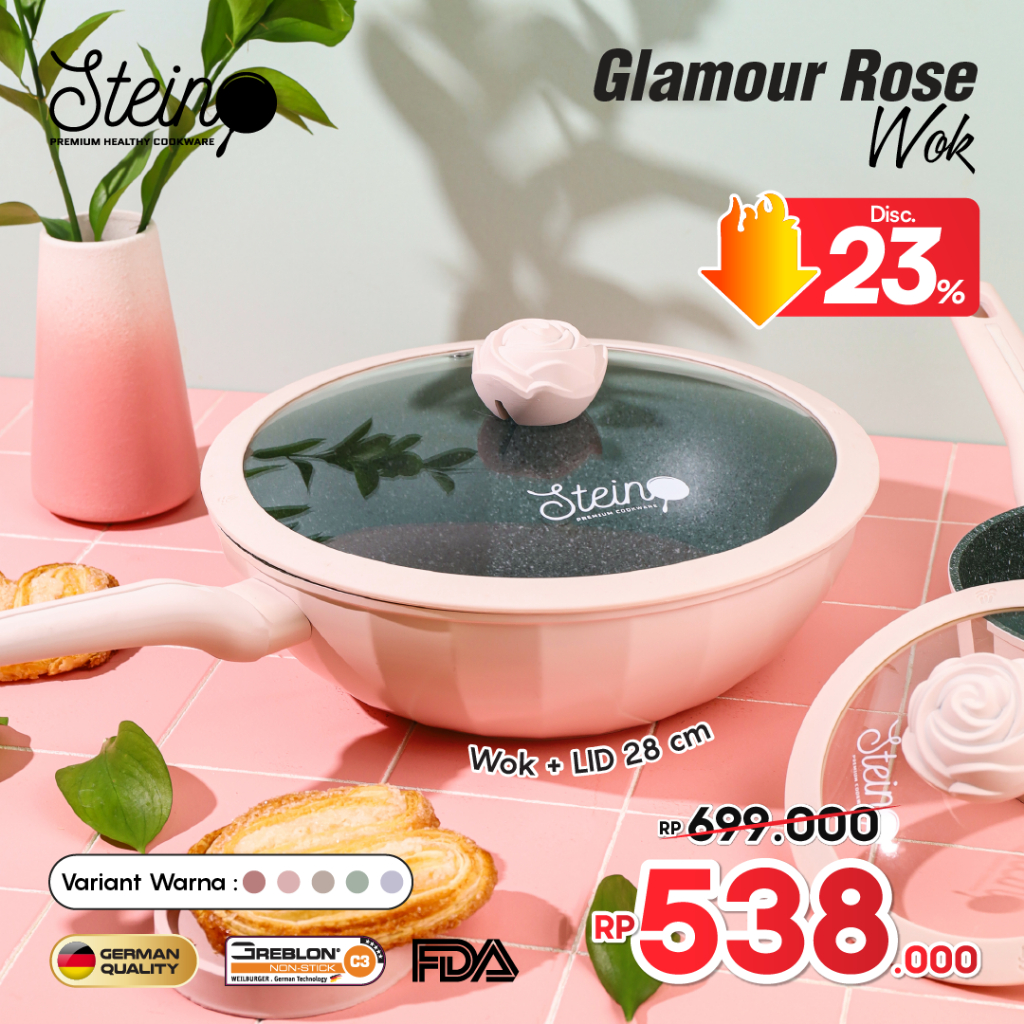 Jual STEIN Rose Wok 28cm | Anti-Lengket | Granite German Coating Wok ...