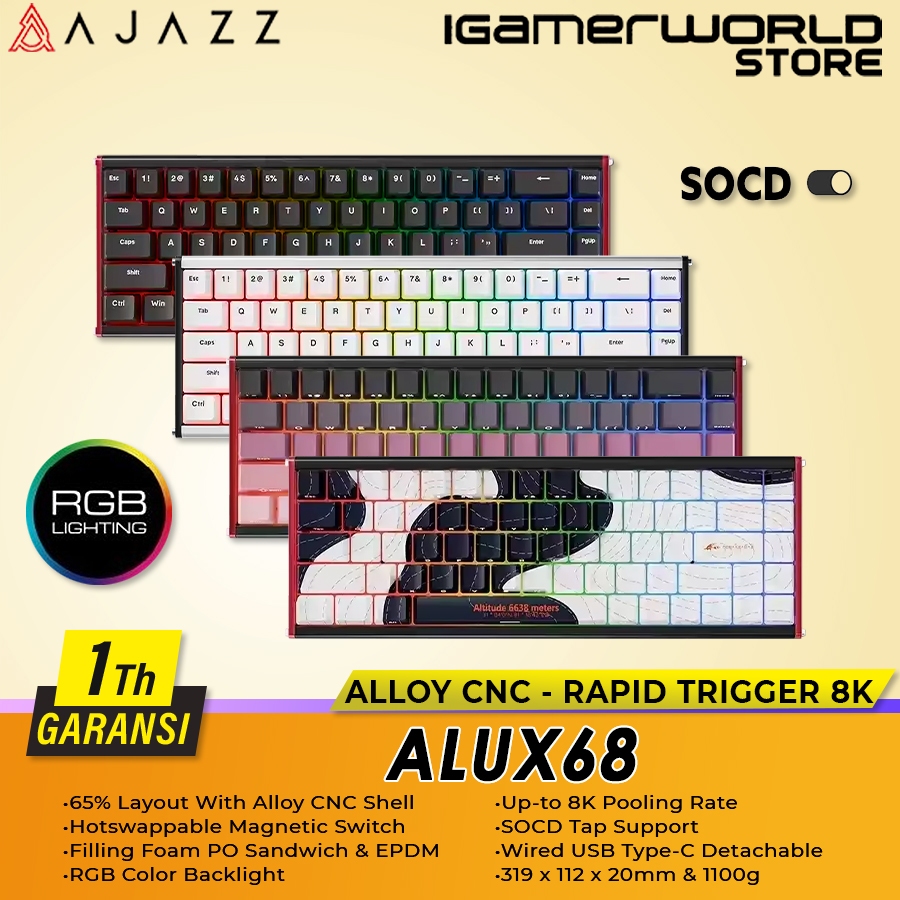Jual Ajazz ALUX68 65% Alloy CNC Rapid Trigger HE Magnetic Switch Support Tap SOCD Mechanical ...