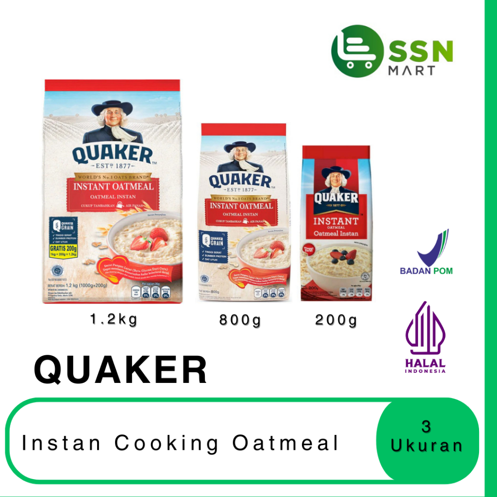 Jual SSNMart Quaker INSTANT Oatmeal Merah 200g/800g/1.2kg | Shopee ...