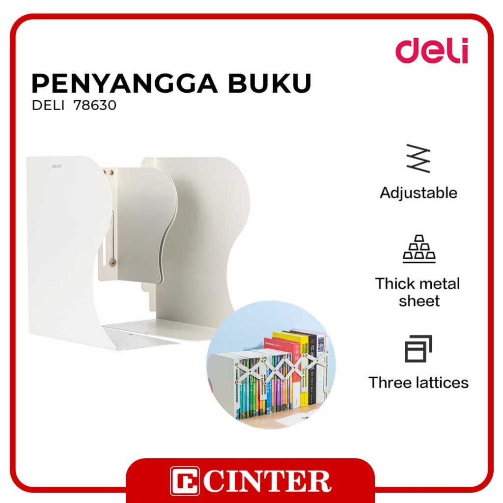Jual DELI - PENYANGGA BUKU FLEKSIBEL WARNA PUTIH / PEMBATAS BUKU BESI ...