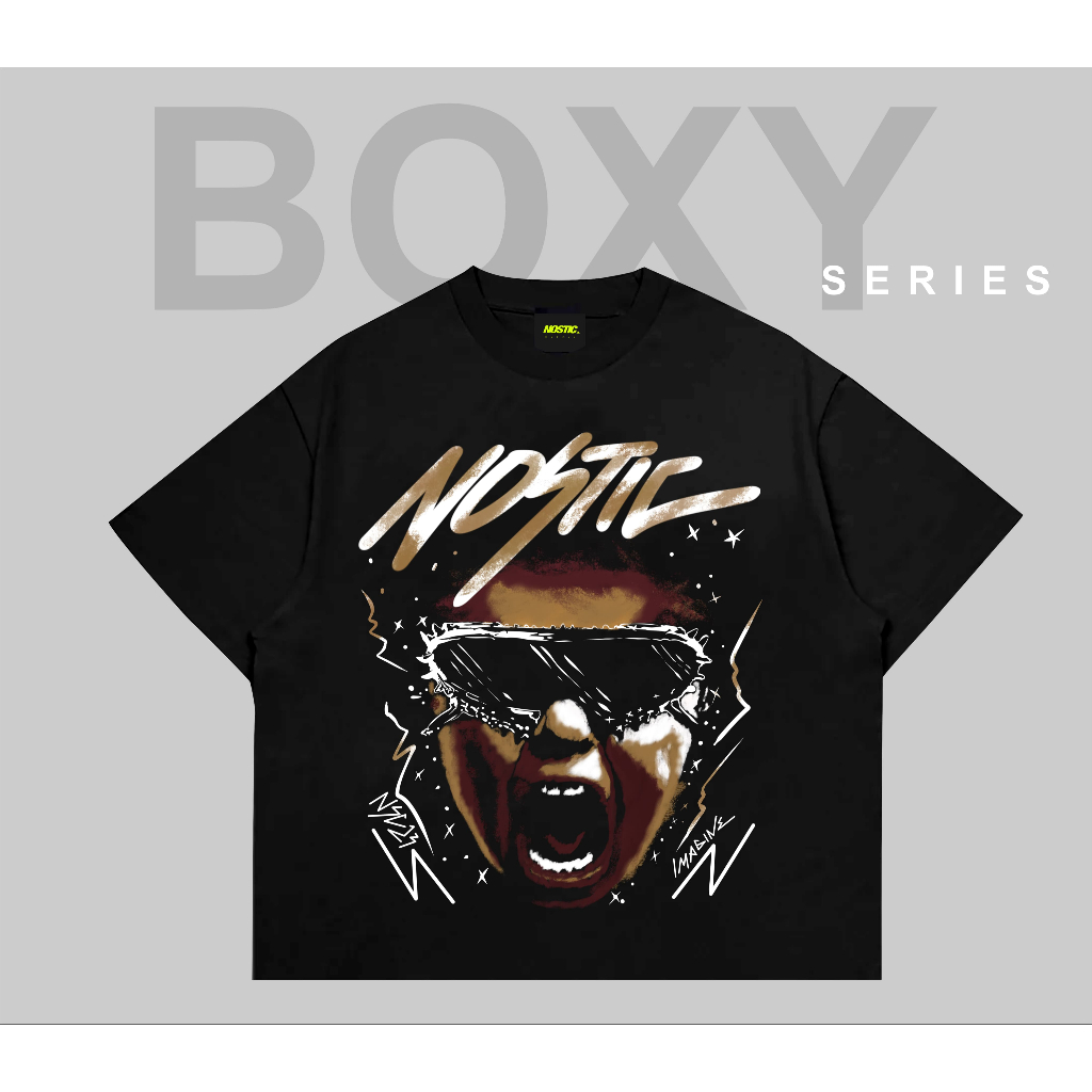 Jual NOSTIC Boxy fit Kaos Oversized T Shirt Kuart Black Pria dan Wanita ...