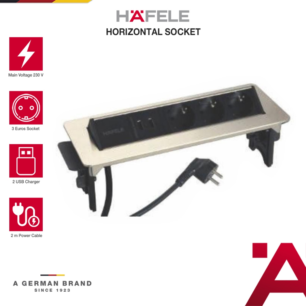 Jual Hafele Powerdocks 47 Stop Kontak Tanam Meja Horizontal Colokan ...