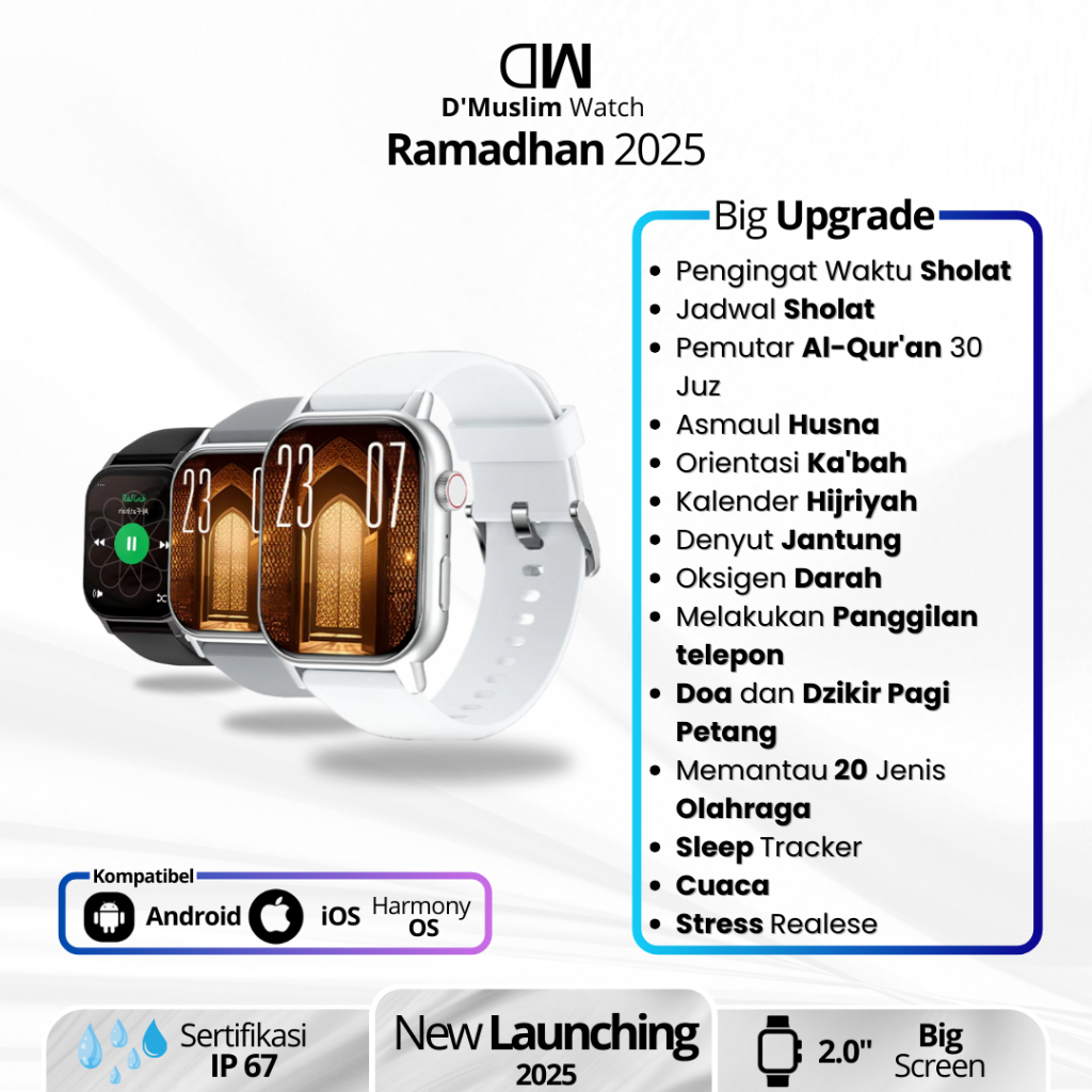 Jual [RAMADHAN 2025] D'Muslim Smartwatch Qur'an Smart Watch Jadwal ...
