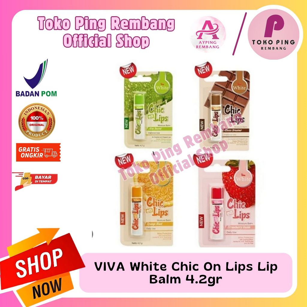 Jual VIVA White Chic On Lips Lip Balm 4.2gr | Orange Blast/Aloe Secret ...