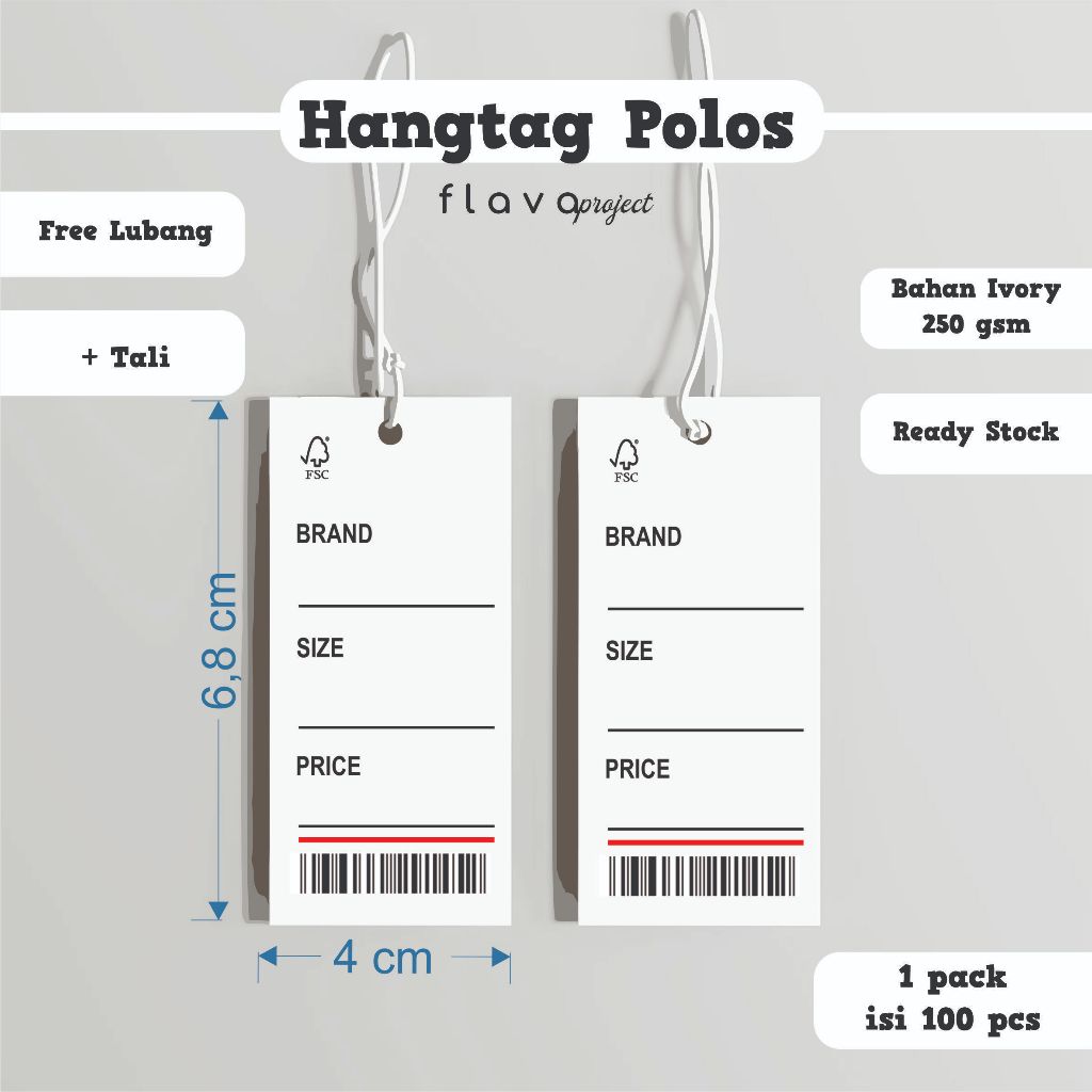 Jual hangtag polos 100pcs READY STOCK I bahan ivory 260 gsm I tag label ...