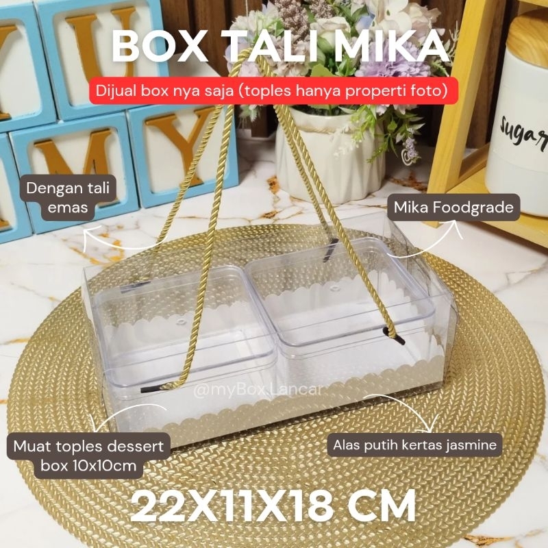 Jual (min 5 PCS) BOX MIKA TALI 22 x 11 x 8 BOX TOPLES DESSERT BOX KUE ...