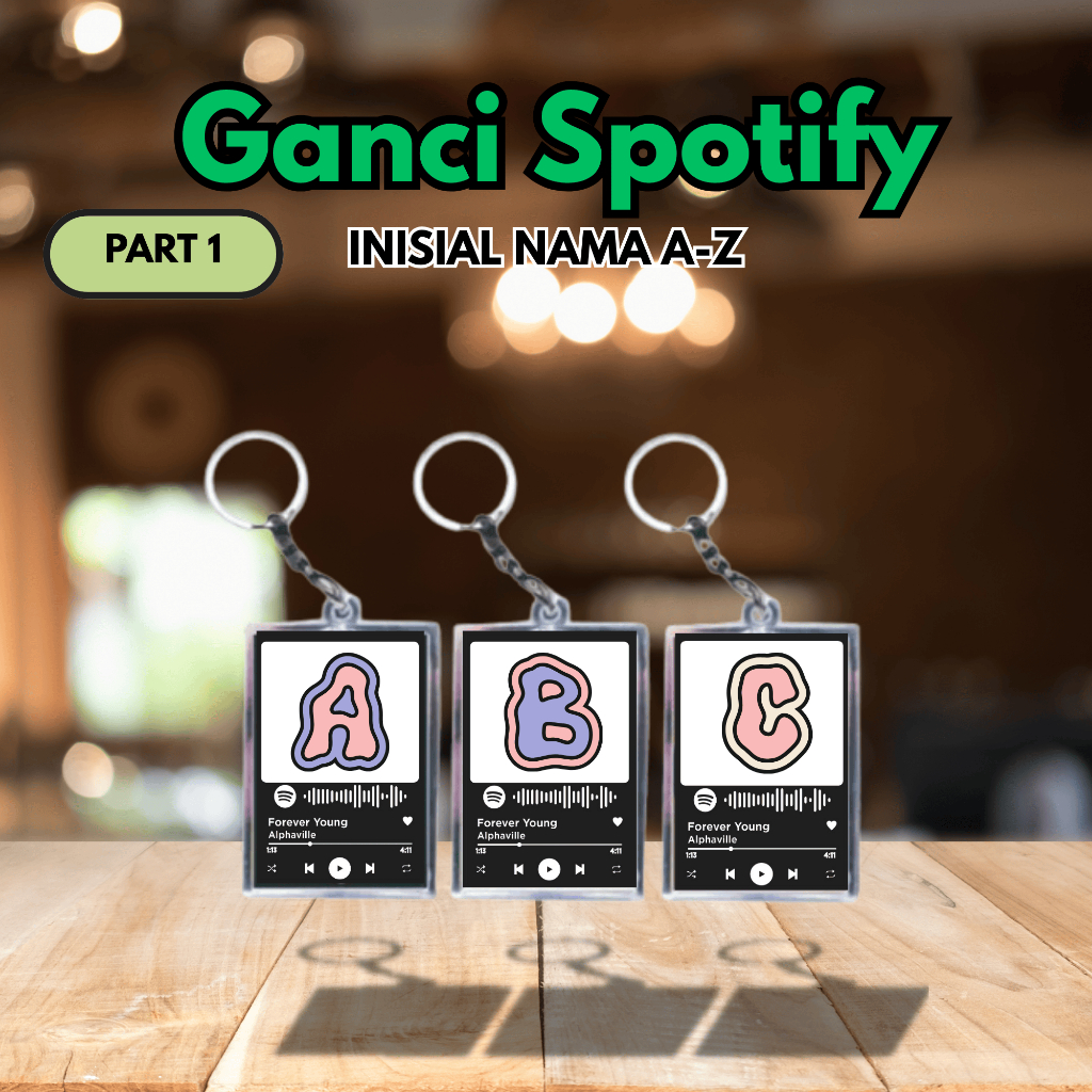 Jual 1 HARI JADI Ganci Spotify Inisial Nama / Gantungan Kunci HURUF A-Z ...