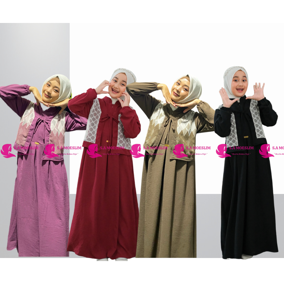 Jual KANZA Dress Gamis Anak Crinkle High Quality Mix Renda Gucci Gamis ...