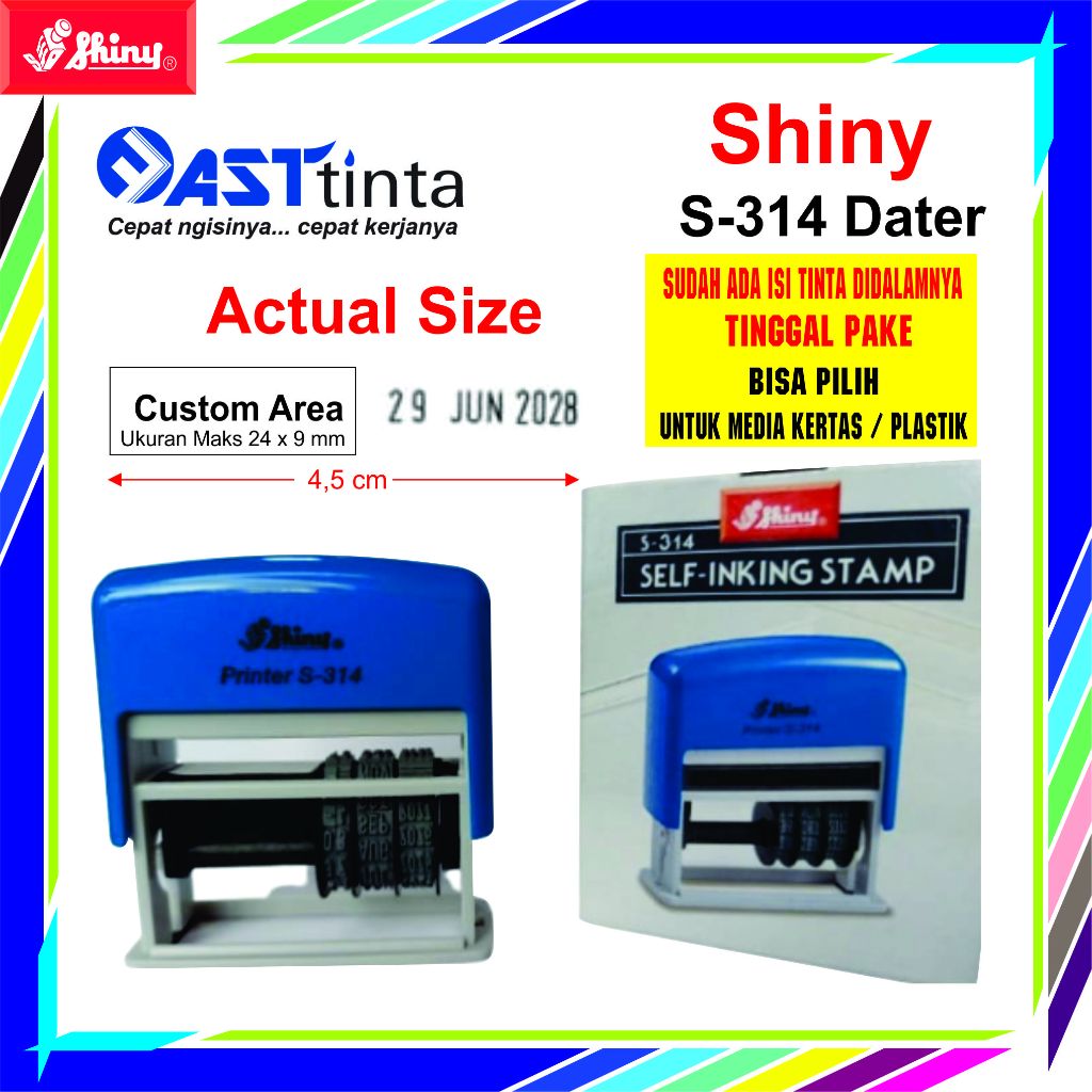 Jual Stempel Tanggal Shiny S 314 Custom Tulisan Samping | Shopee Indonesia