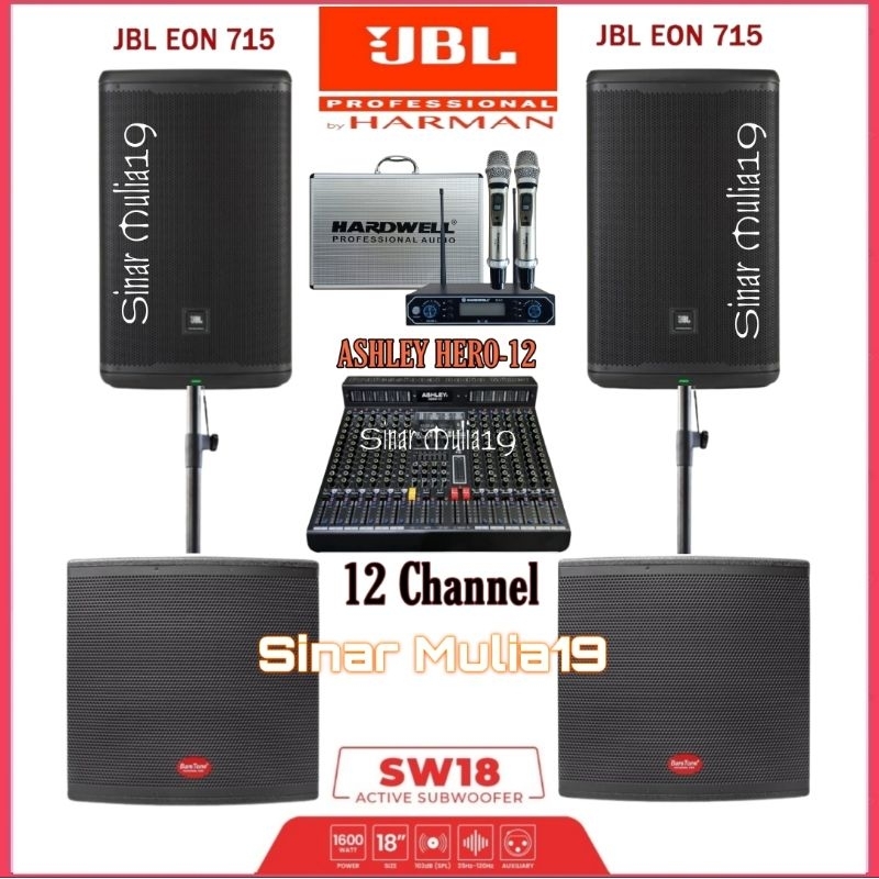 Jual Paket Sound System JBL EON 715 Subwoofer 18 Inch BareTone SW18 ( 2 Unit) Mixer Ashley Hero ...