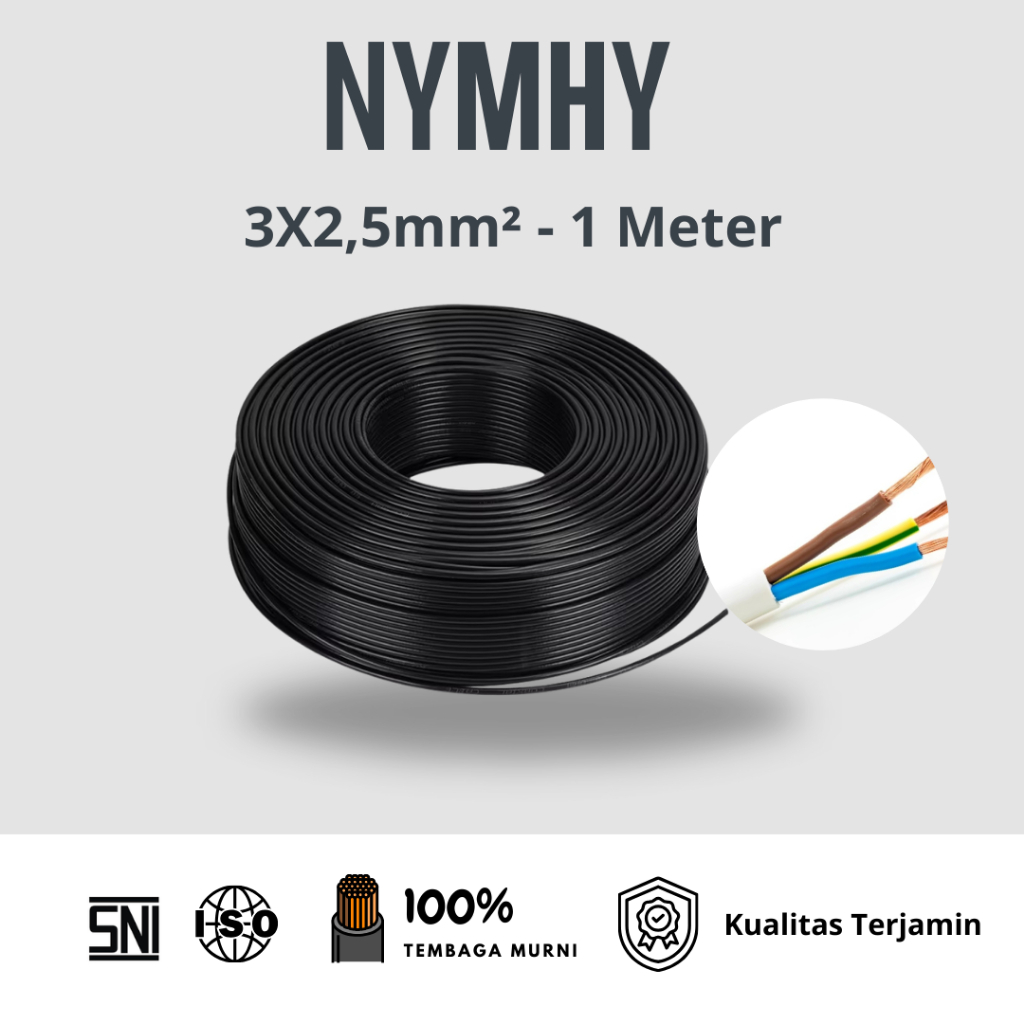 Jual SOBEN Kabel NYMHY 3x2,5mm² SNI Kabel Tembaga Serabut 1 Meter / Kabel Listrik Tembaga ...