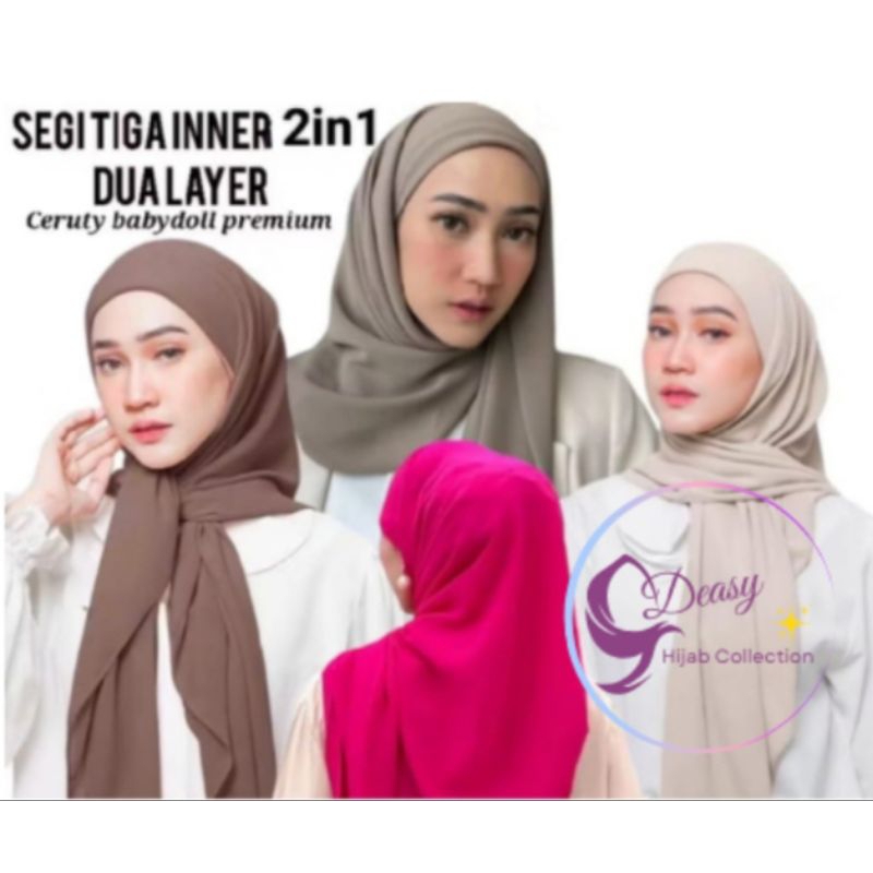 Jual HIJAB SEGITIGA INNER 2in1 Instant 2 layer | Shopee Indonesia